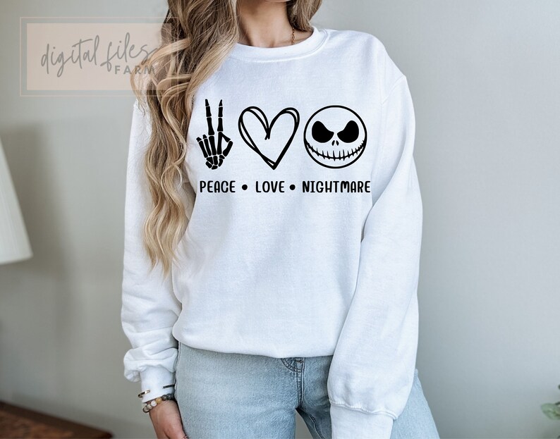 Peace Love Nightmare SVG, Peace Love Halloween Svg, Funny Nightmare Svg ...