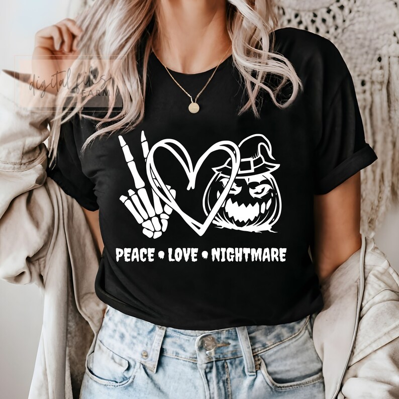 Halloween Svg, Peace Love Nightmare SVG, Peace Love Svg, Nightmare ...