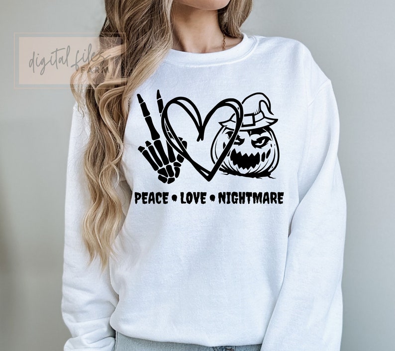 Halloween Svg, Peace Love Nightmare SVG, Peace Love Svg, Nightmare ...