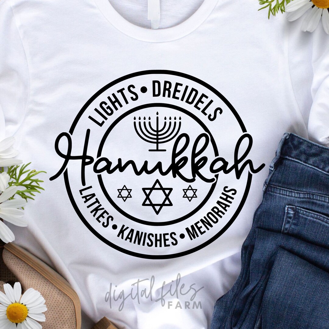 Hanukkah SVG, Lights Dreidels Latkes Kanishes Menorahs, Chanukah Star ...