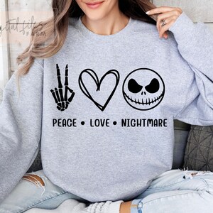 Peace Love Nightmare SVG, Peace Love Halloween Svg, Funny Nightmare Svg ...