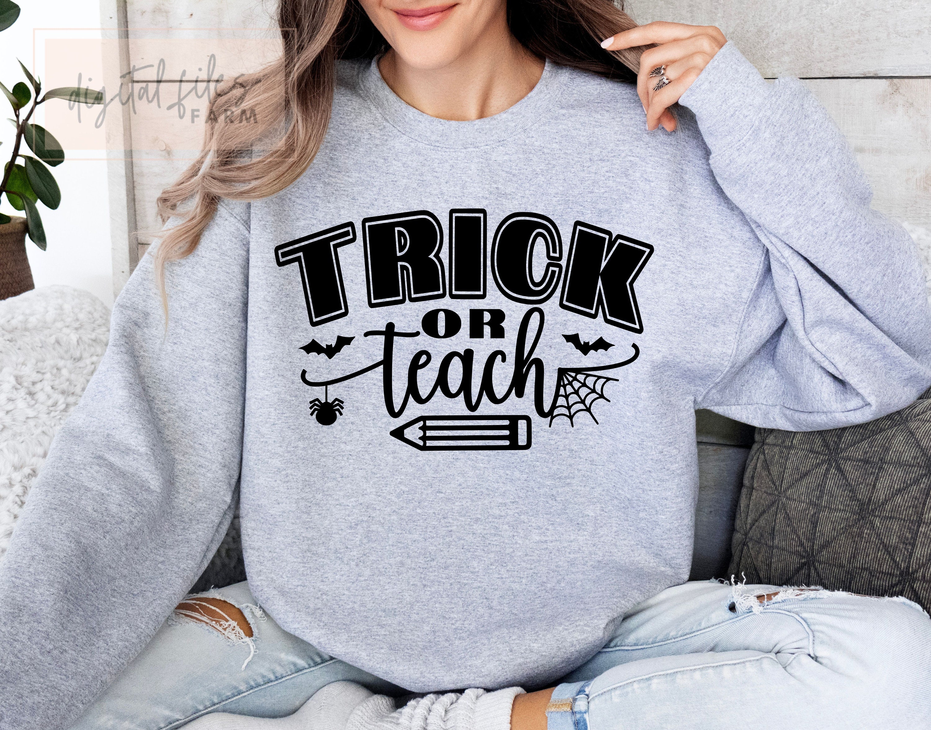 Trick or Teach Svg, Teacher Halloween Svg, Funny Halloween Teacher SVG ...