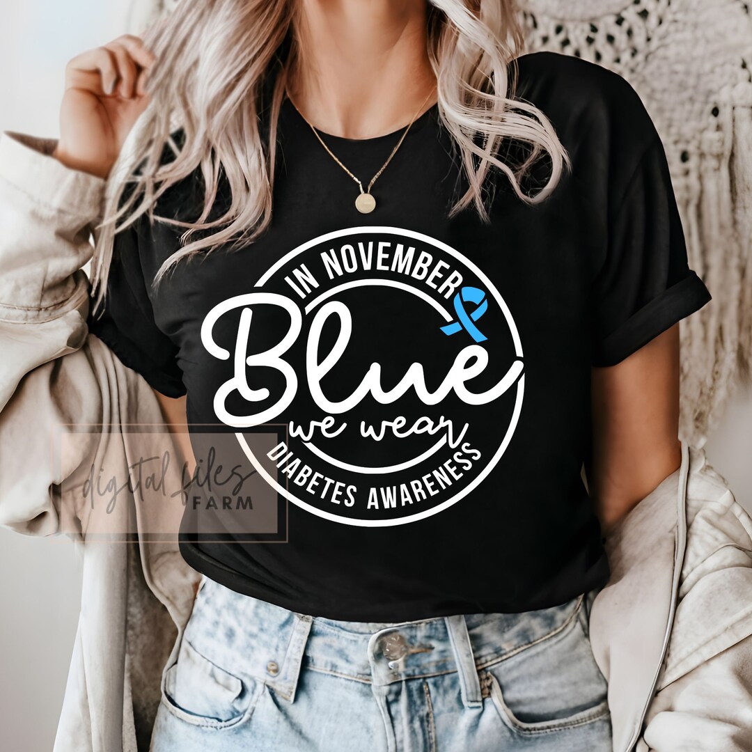 In November We Wear Blue Svg, Diabetes Awareness SVG, Blue Ribbon ...