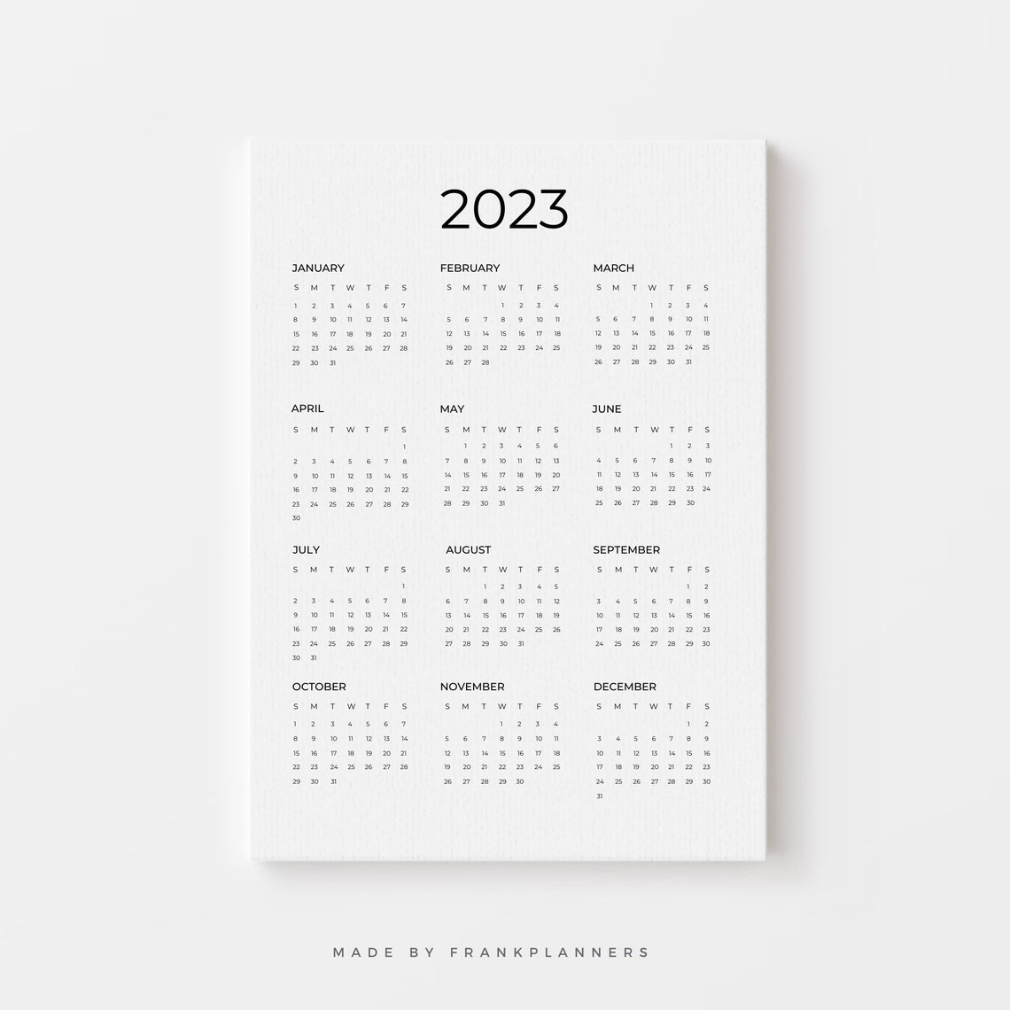 2023 Calendar Printable Minimalist Calender 2023 Calendar - Etsy