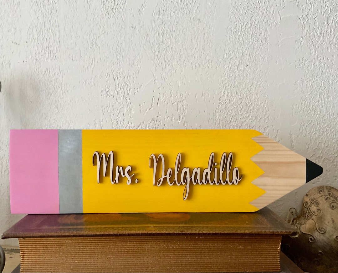 Personalized Wooden Teacher Sign Personalized Teacher Wooden Pencil for ...