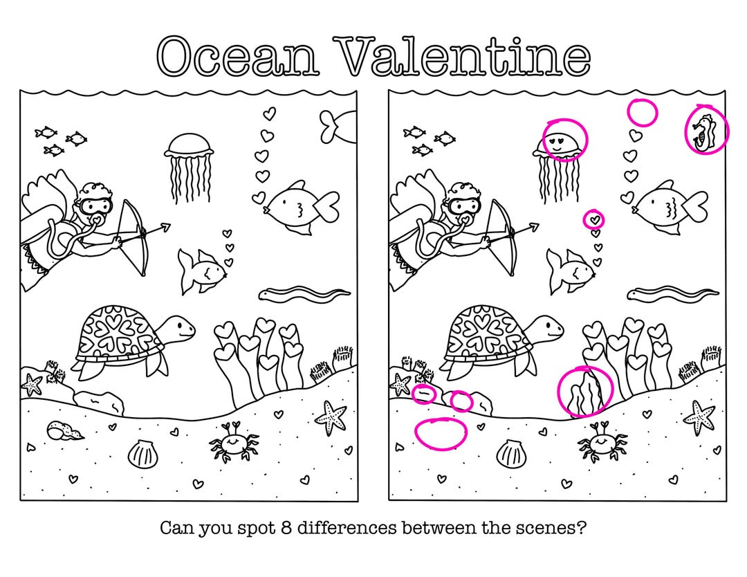 Ocean Valentine Spot the Difference - Etsy