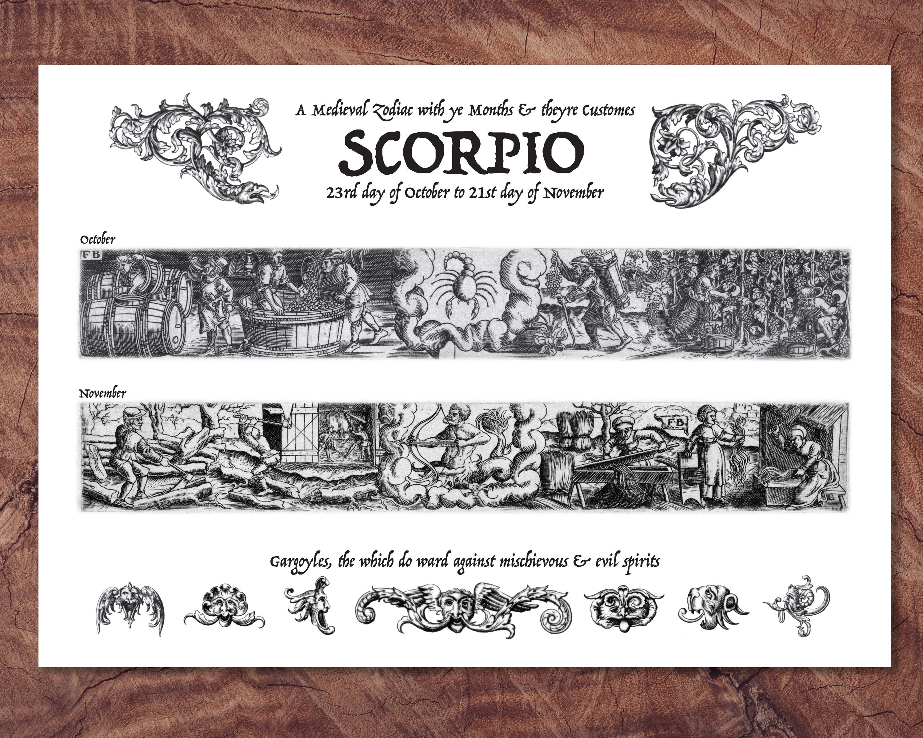 Star Sign Print Scorpio. From a Medieval Zodiac of 1559 by - Etsy