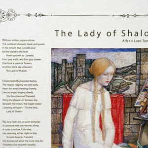 Poetry Print: 'the Lady of Shalott' Selected Verses by - Etsy