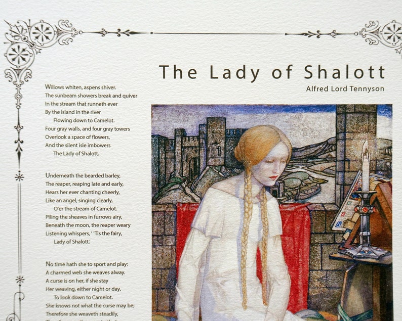 Poetry Print: 'the Lady of Shalott' Selected Verses by - Etsy