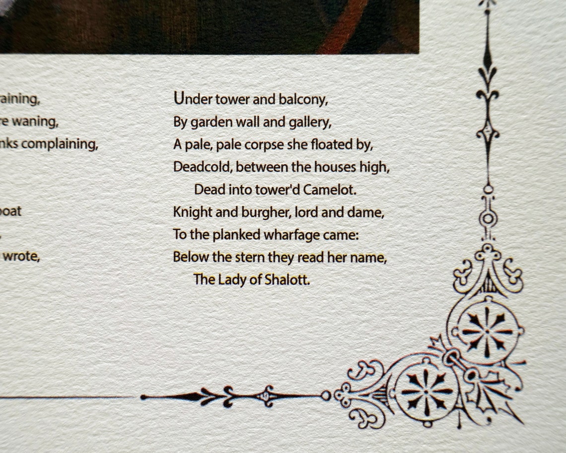 Poetry Print: 'the Lady of Shalott' Selected Verses by - Etsy