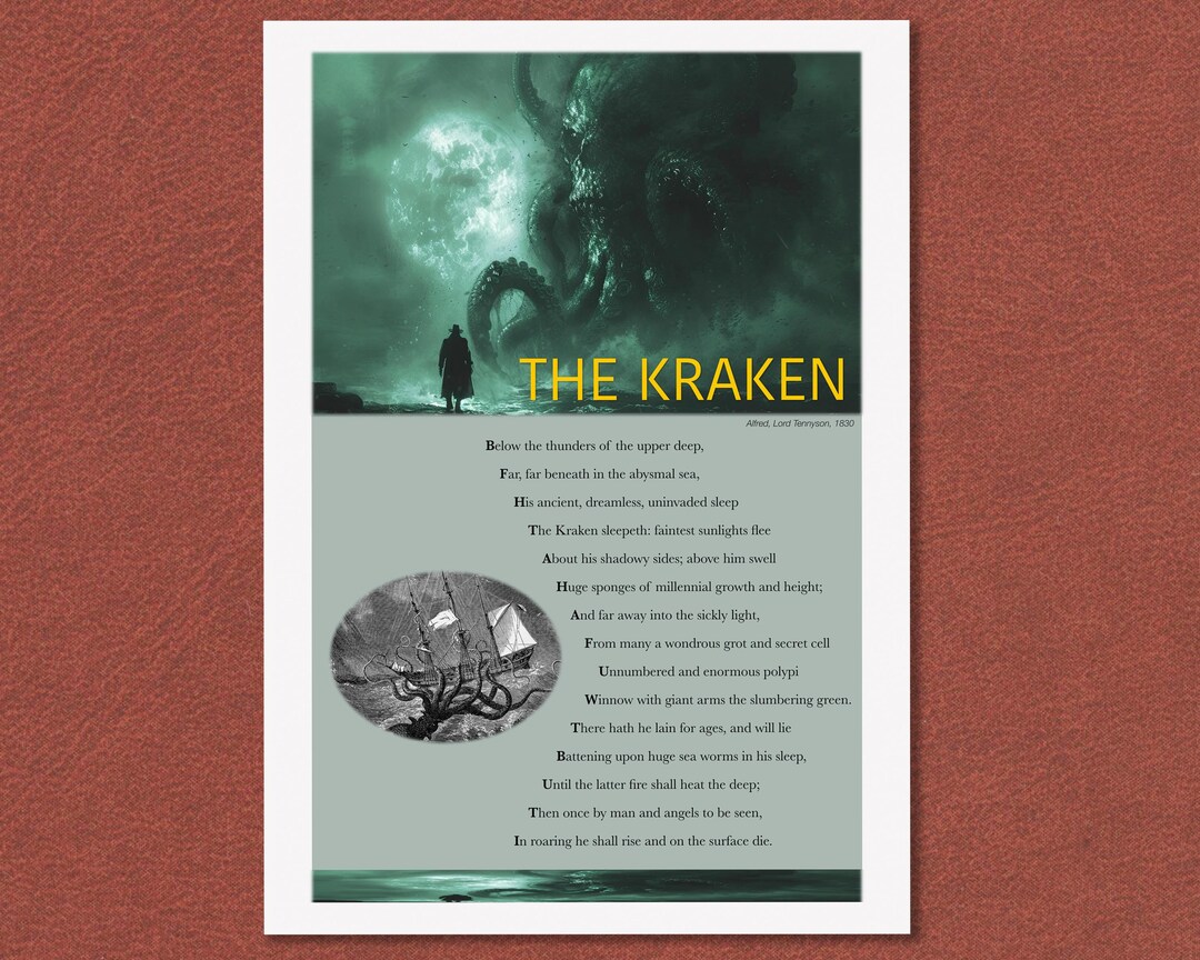 The Kraken Art Print: Tennyson Poem, Literary Wall Art - Etsy