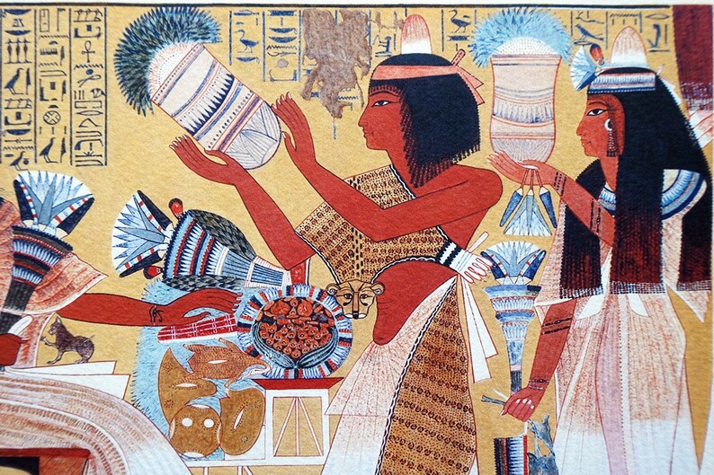 Ancient Egypt Family Life: Children Offering to Their Parents. Fine Art ...