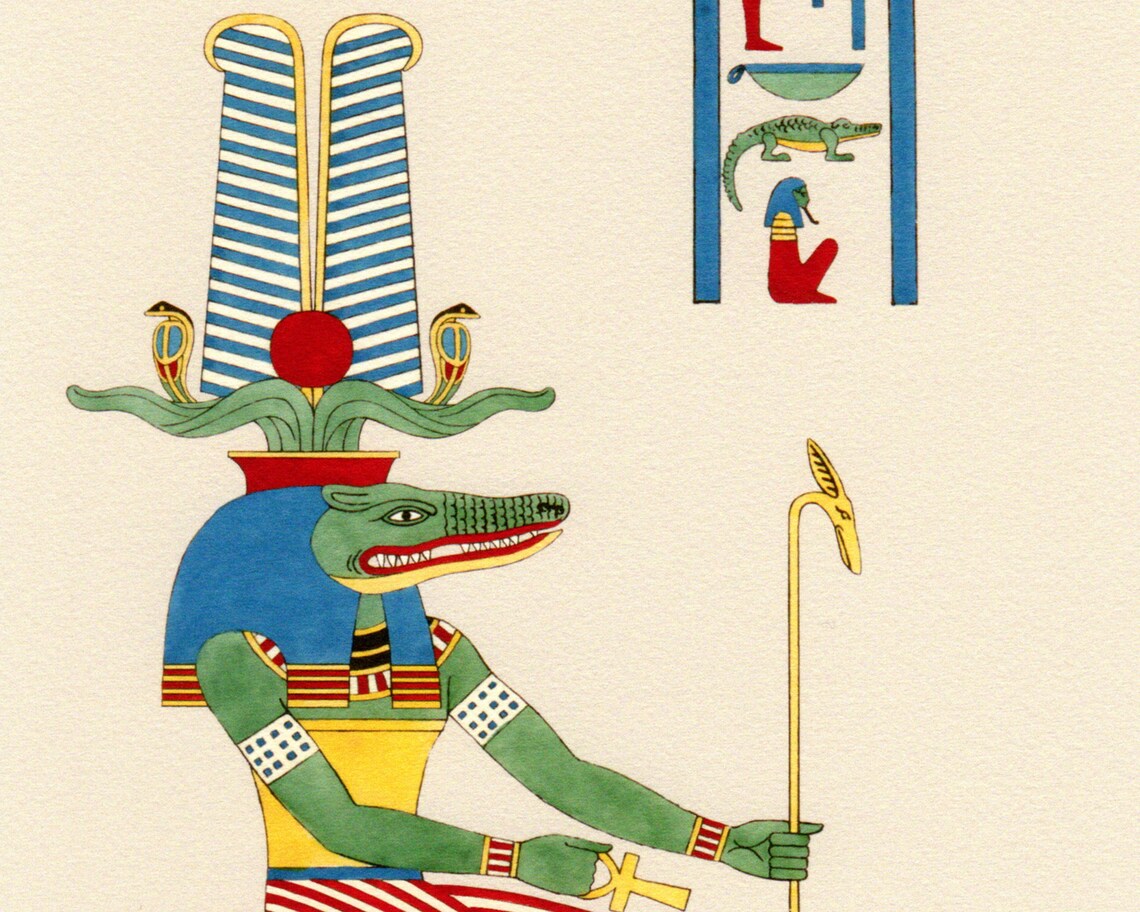 Gods of Egypt. Sobek the Crocodile God. Fine Art Print From - Etsy