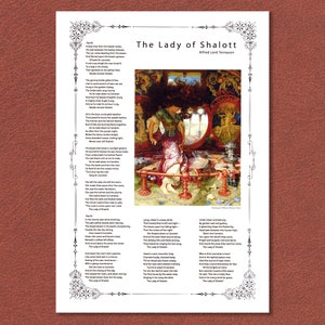 The Lady of Shalott. Poetry Print. the Complete Poem in Two Prints With ...