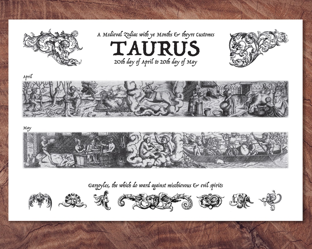 Star Sign Print Taurus. From a Medieval Zodiac of 1559 by Franz Brun ...