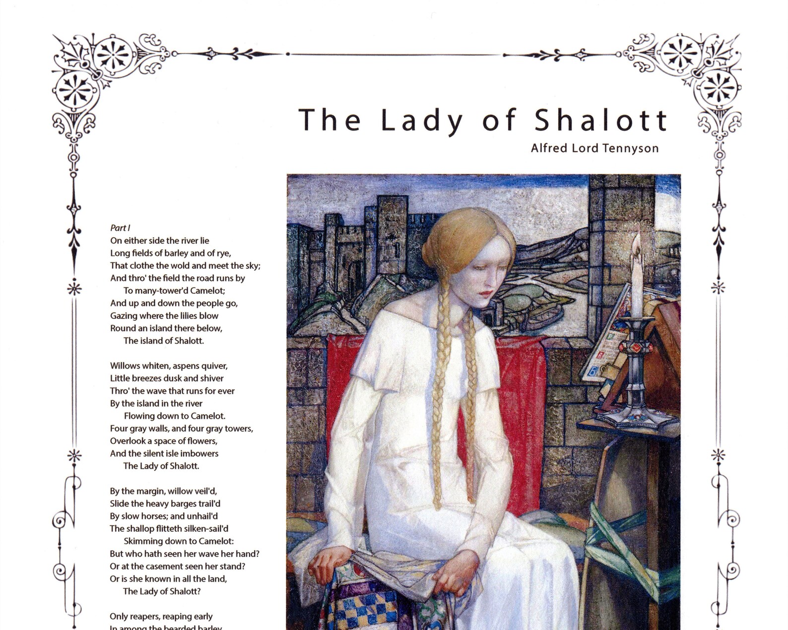The Lady of Shalott. Poetry Print. the Complete Poem in Two Prints. Pre ...