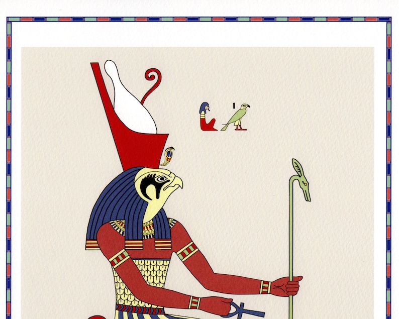 Horus Print, Falcon God, Egyptian Pantheon Lithograph, From 2,500 Year ...