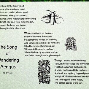 Poetry Print: the Song of Wandering Aengus by WB Yeats. Last of the ...