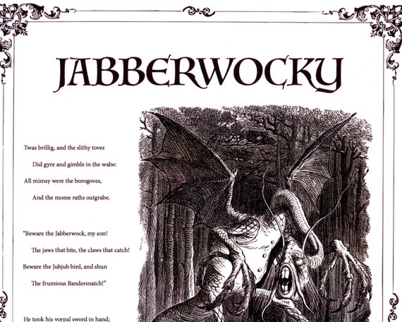 Poetry Print: 'jabberwocky' by Lewis Carroll From | Etsy
