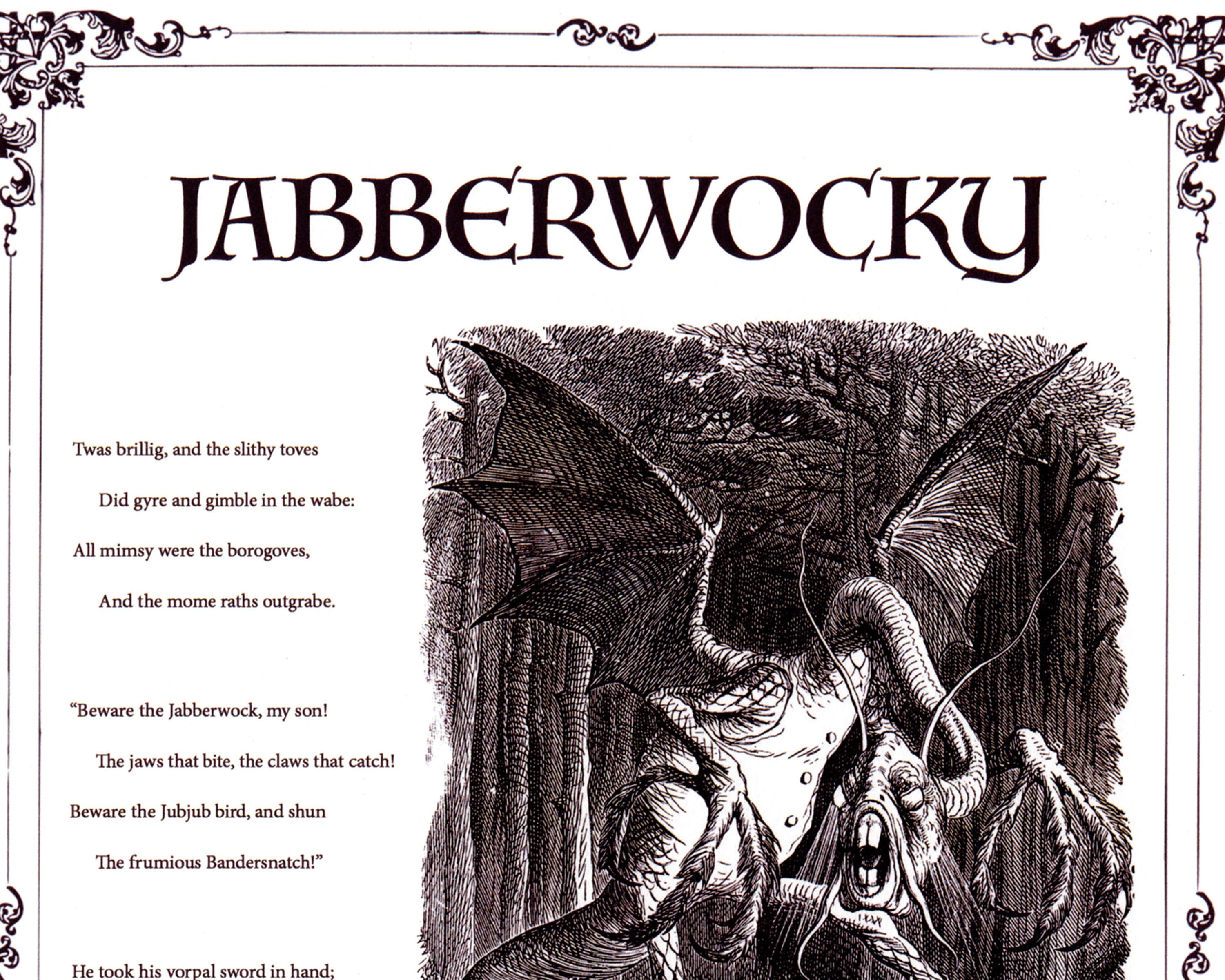 Poetry Print: 'jabberwocky' by Lewis Carroll From | Etsy