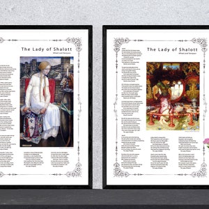 The Lady of Shalott. Poetry Print. the Complete Poem in Two Prints. Pre ...