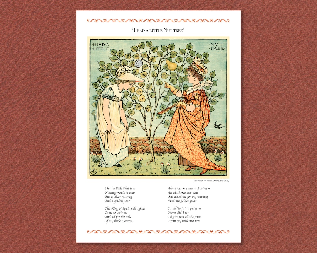 Poetry Print: 'I Had a Little Nut Tree.' One of the Best-loved Nursery ...