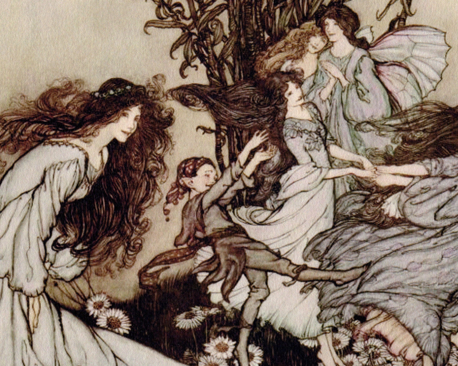 Arthur Rackham: Dancing Fairies From Peter Pan. Giclée Reproduction on ...