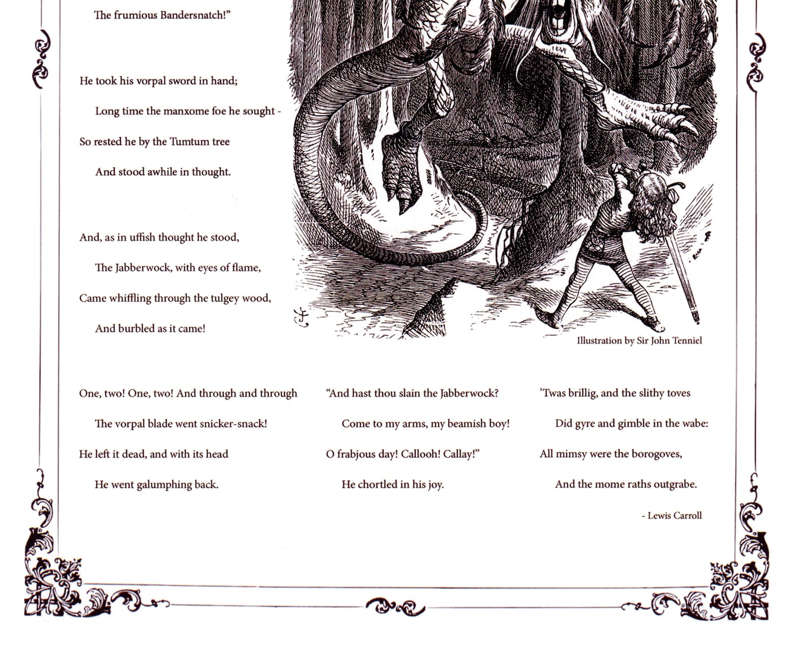 Poetry Print: 'jabberwocky' by Lewis Carroll From | Etsy