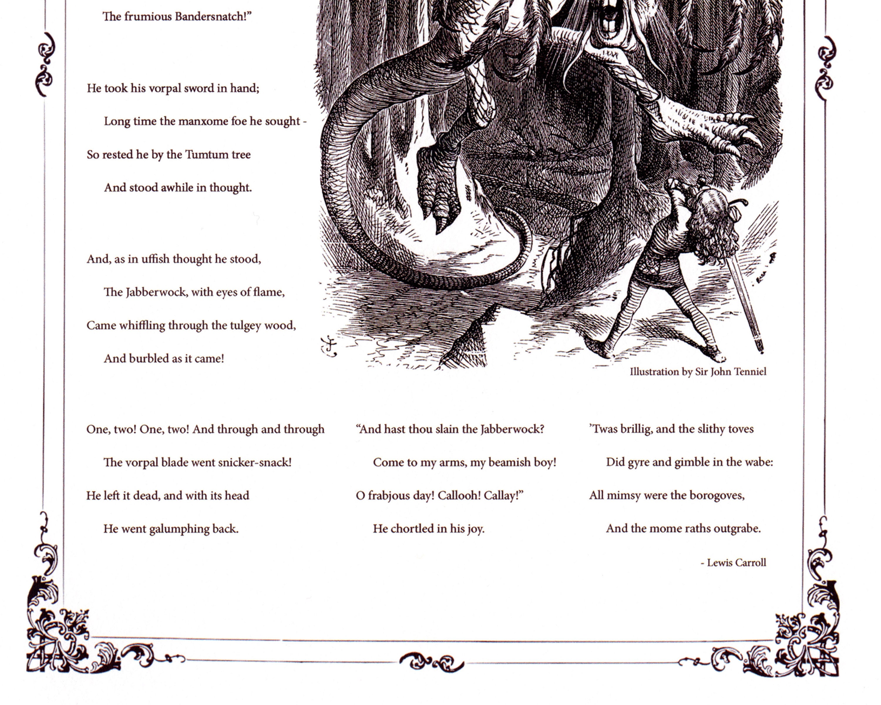Poetry Print: 'jabberwocky' by Lewis Carroll From | Etsy
