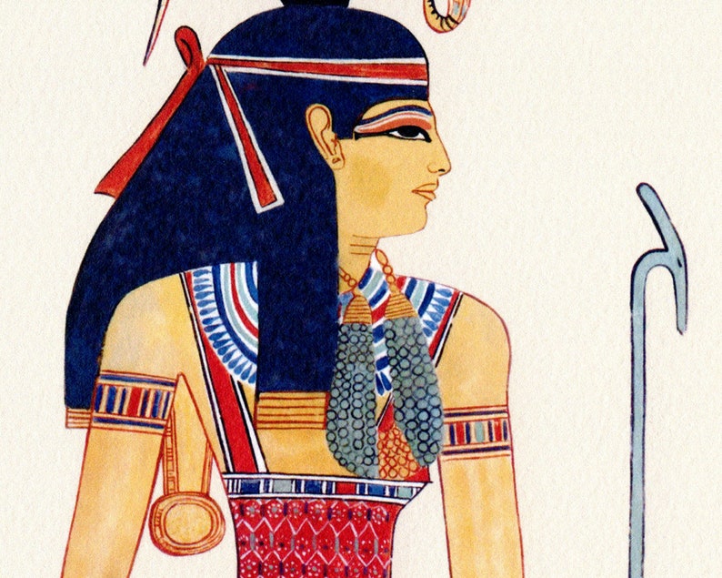 Goddess Isis With Queen Nefertari. Fine Art Print of Ancient Egypt Wall ...