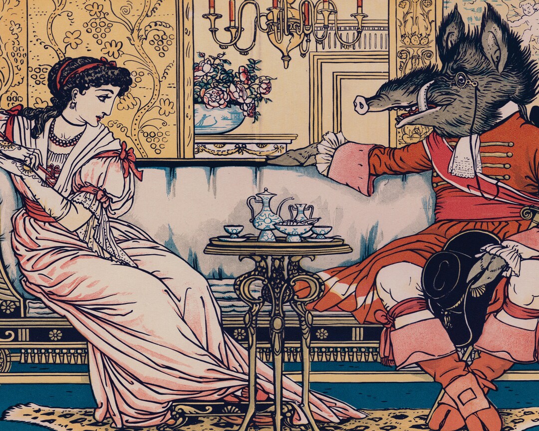 Fairy Tale Print 'beauty and the Beast.' Classic Fairy Story ...