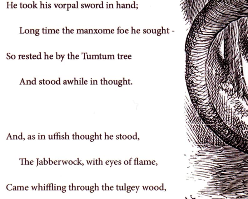 Poetry Print: 'jabberwocky' by Lewis Carroll From - Etsy