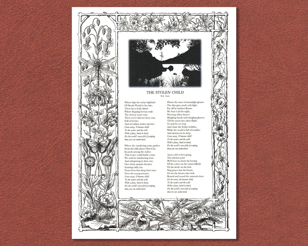 Poetry Print: 'the Stolen Child' by WB Yeats. Evocative Poem of ...