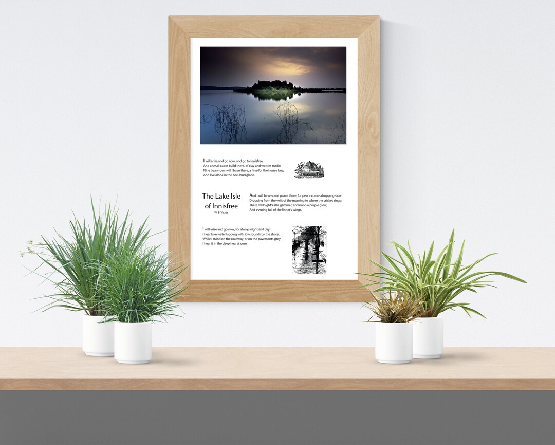 Poetry Print: 'the Lake Isle of Innisfree.' Famous Romantic Poem by WB ...