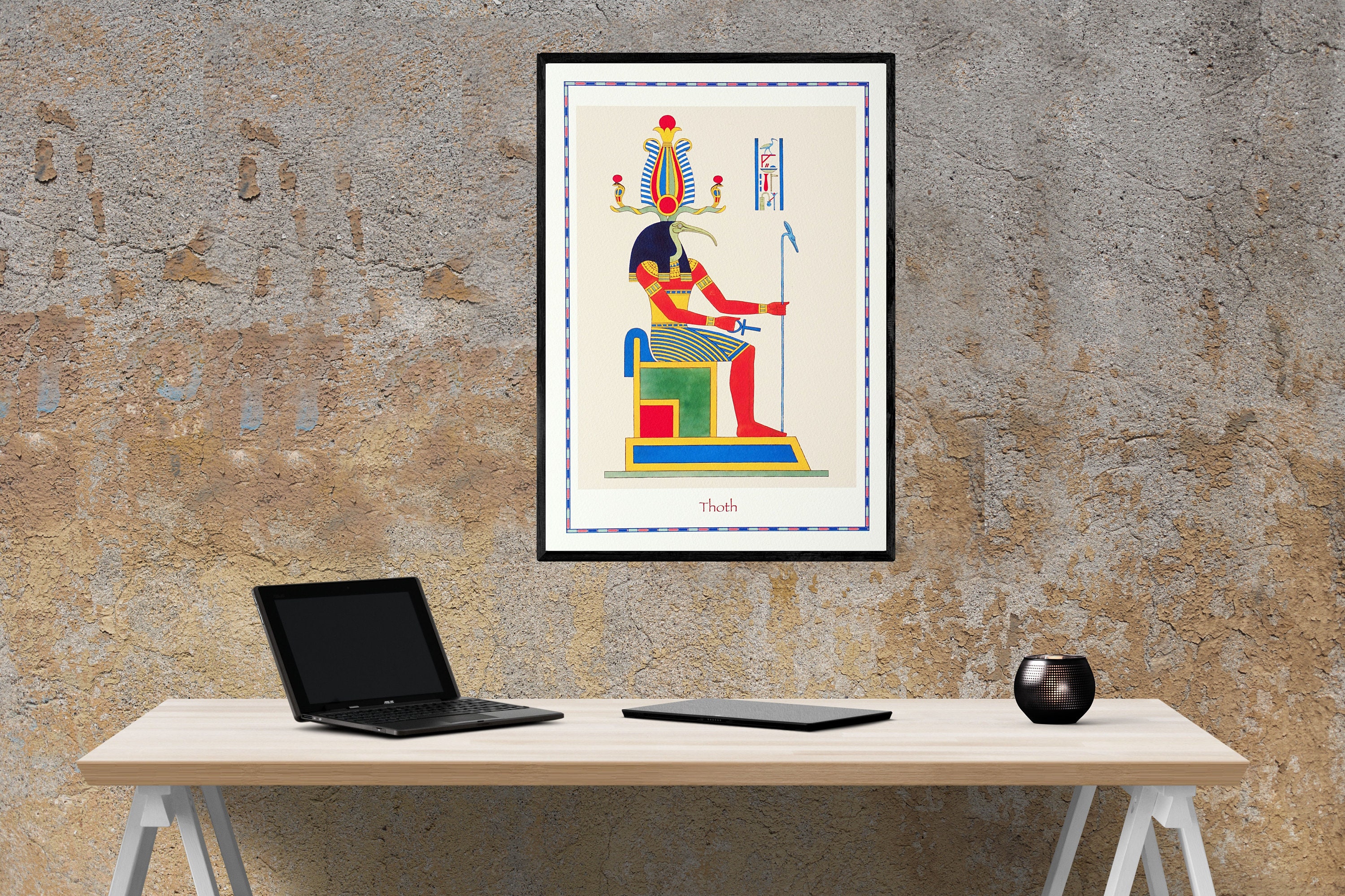 Thoth God of Wisdom Writing and Magic. Cool Egyptian Wall | Etsy