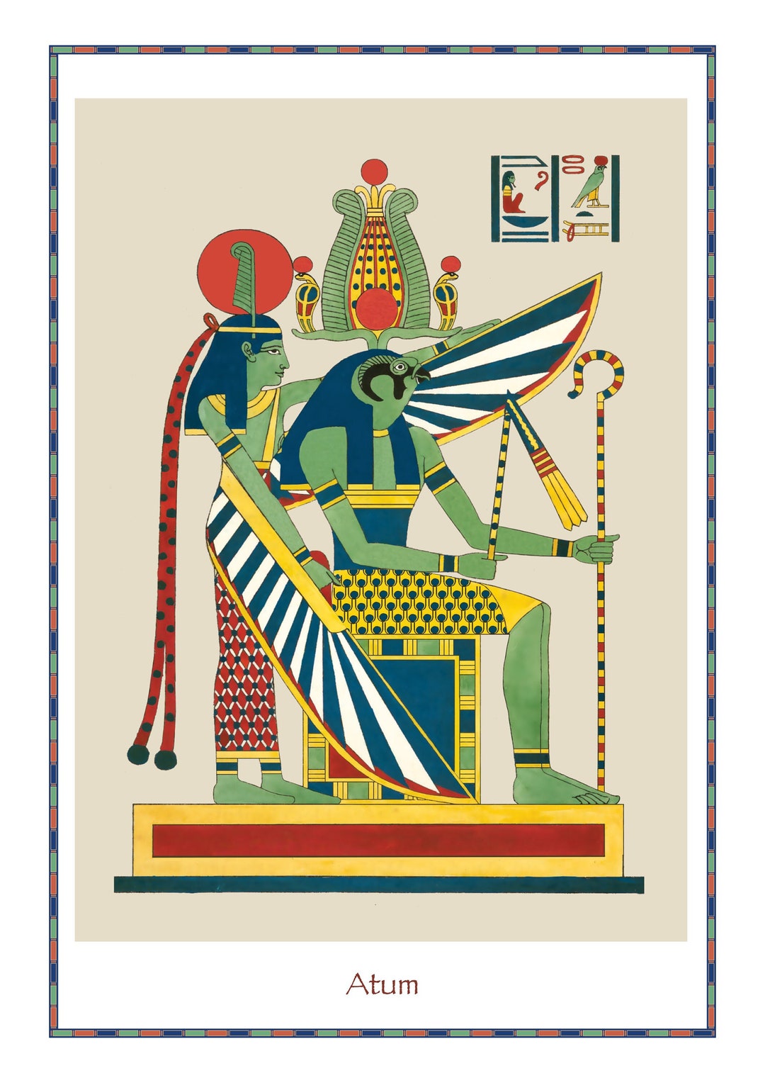 Egyptian Gods: Winged Goddess Maat Protecting Creator God Atum Ra. Fine ...