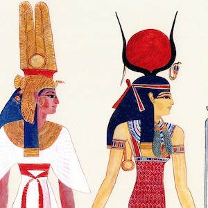Goddess Isis With Queen Nefertari. Fine Art Print of Ancient Egypt Wall ...