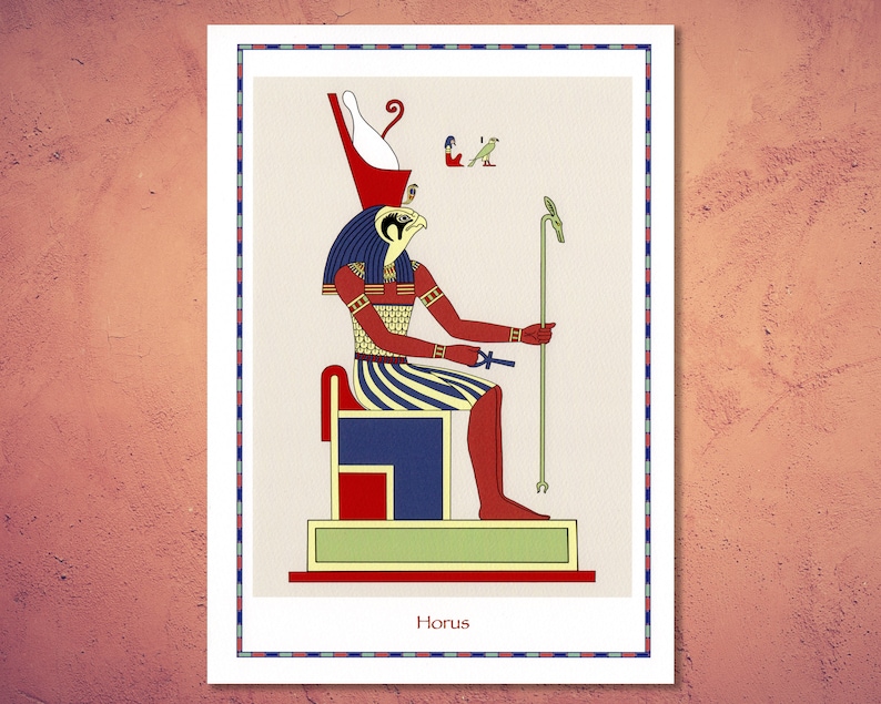 Horus Print, Falcon God, Egyptian Pantheon Lithograph, From 2,500 Year ...