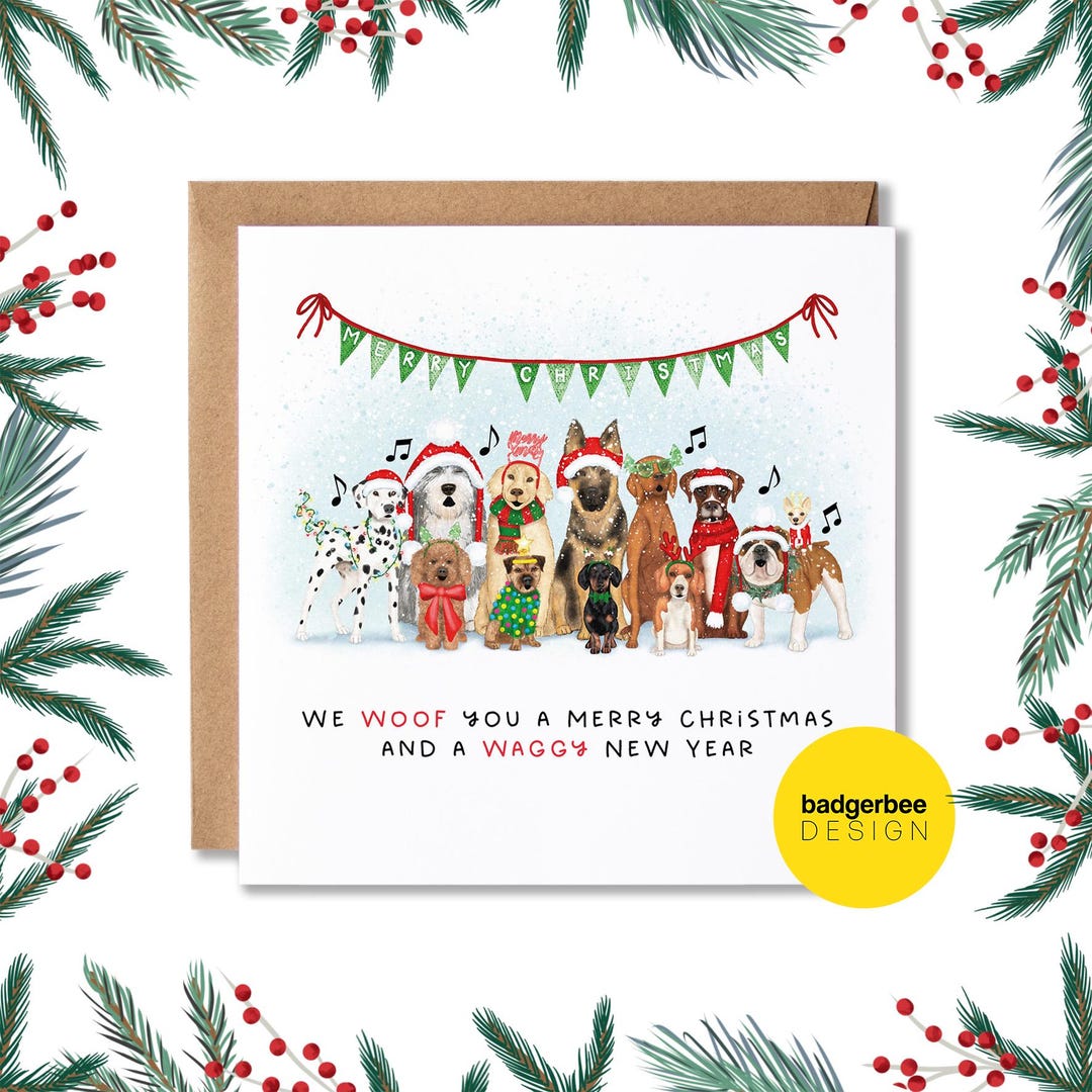 Funny Dog Christmas Card, Dog Pun Christmas Card, Merry Christmas Card ...