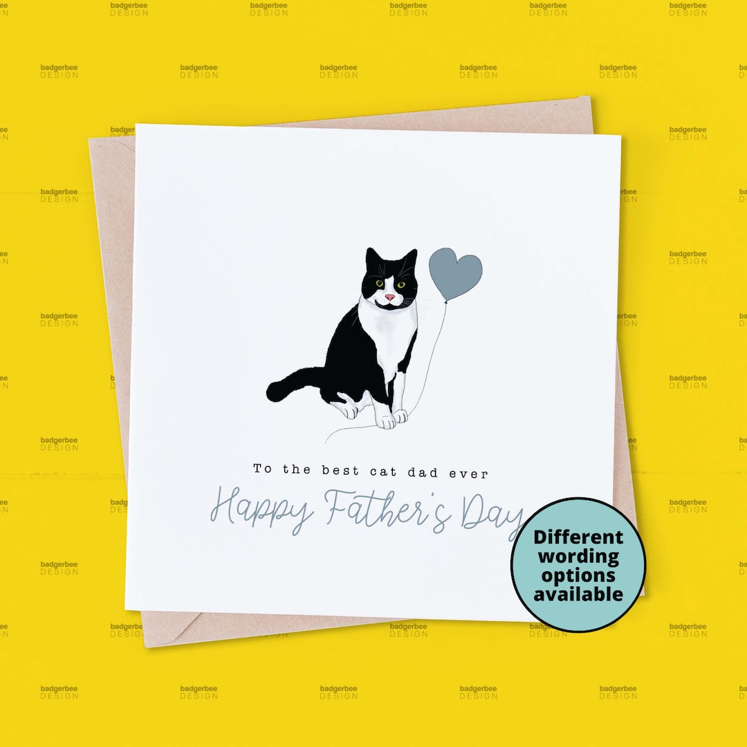 Cat Fathers Day Card, Best Cat Dad Happy Fathers Day Card, Happy Father ...