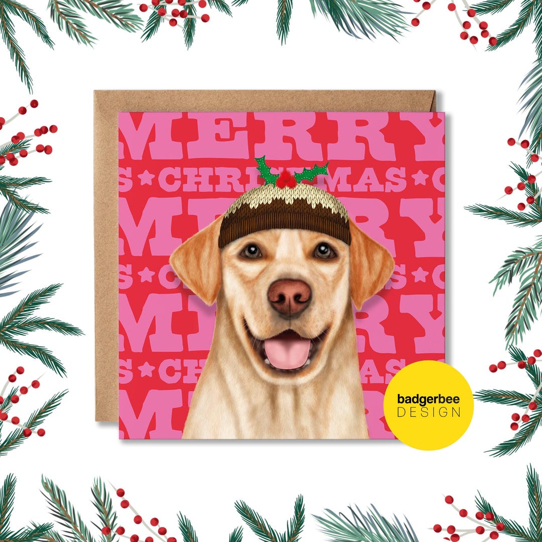 Yellow Labrador Dog Christmas Card, Christmas Card for Dog Lover, Dog ...