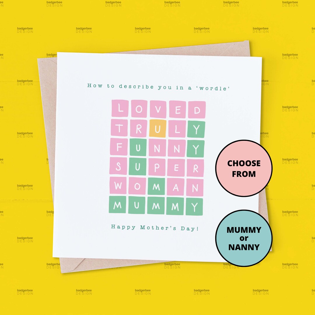 Wordle Mothers Day Card UK, Funny Mothers Day Card for Mummy, Nanny ...