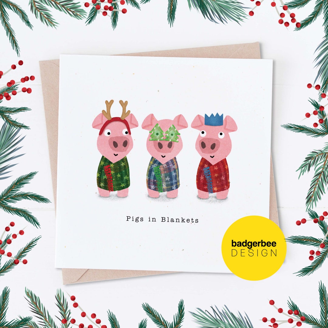 Funny Christmas Card, Pigs in Blankets Christmas Card, Pun Christmas ...