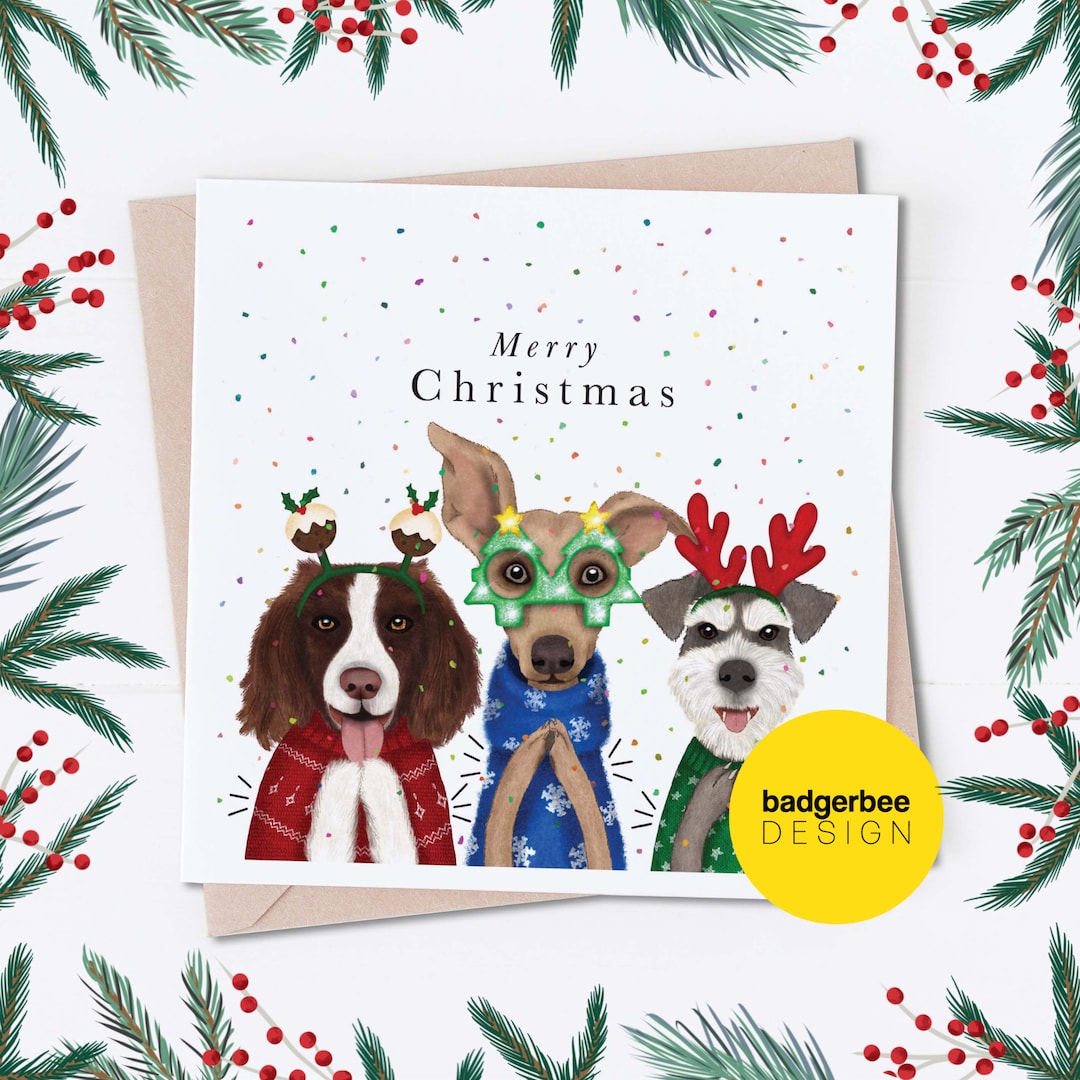 Funny Dog Christmas Card, Merry Christmas Dog Card, Dog Xmas Card, Cute ...