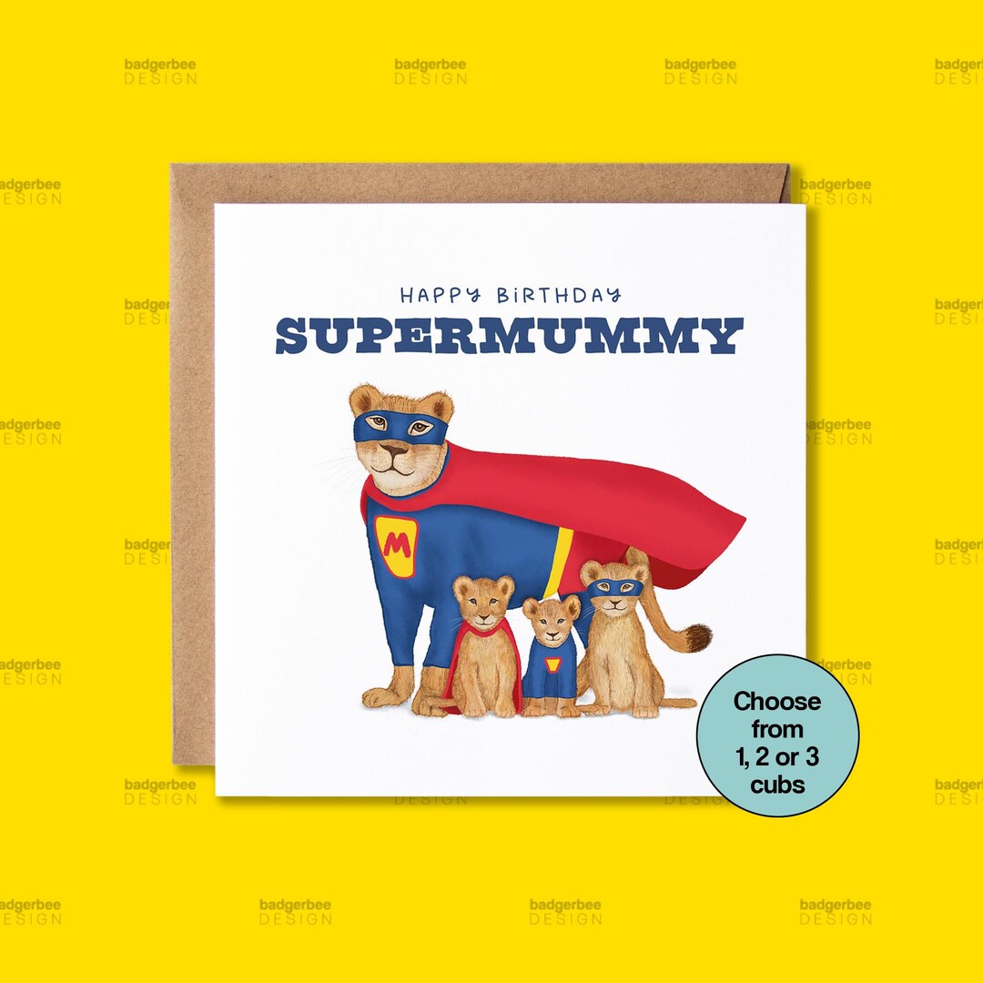 Mummy Birthday Card UK, Super Mummy Card, Mummy Lion Card, Happy ...