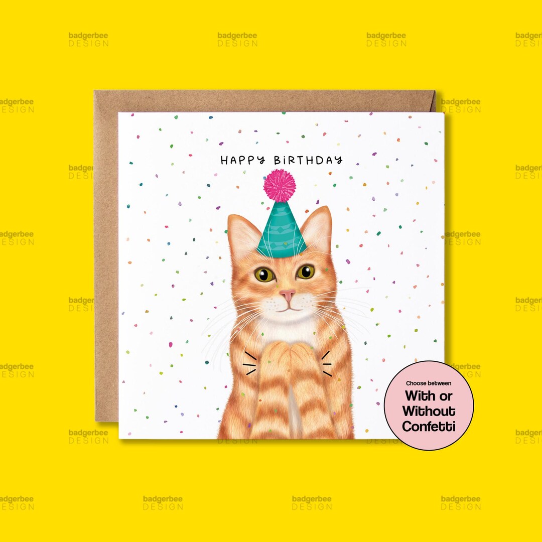 Ginger Cat Birthday Card, Funny Cat Birthday Card, Cute Cat Birthday ...
