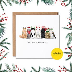 Merry Christmas Cat Card, Funny Cat Christmas Card, Personalised Cat ...