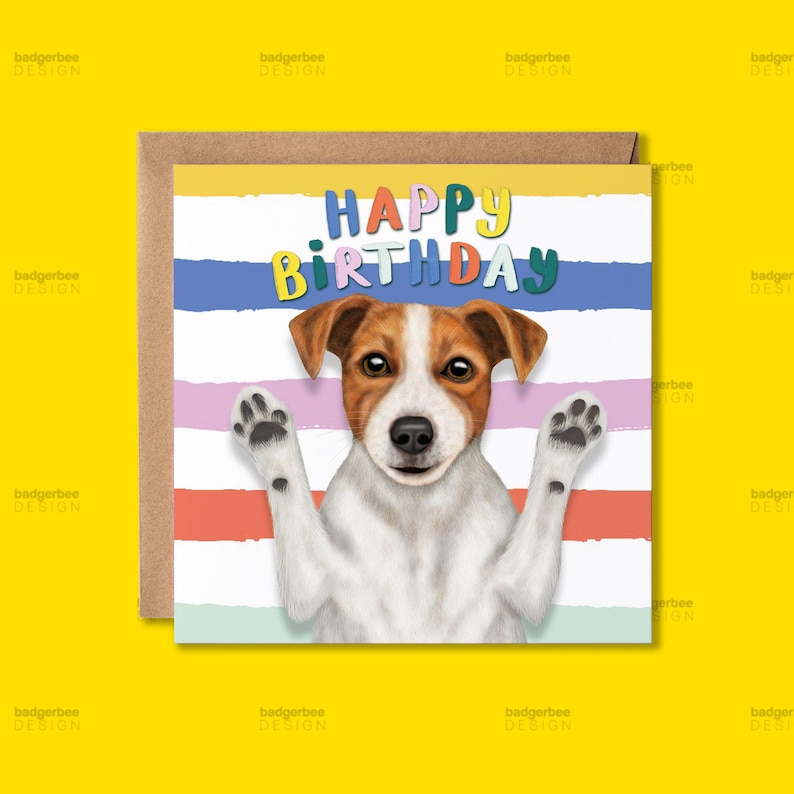 Jack Russell Dog Birthday Card, Funny Dog Happy Birthday Card, Paws Up ...