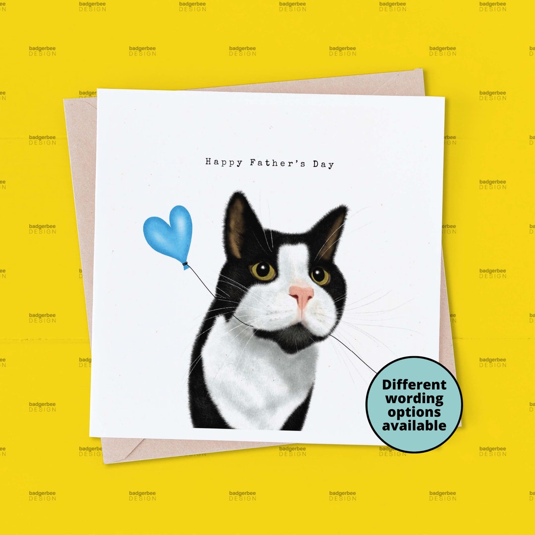 Cat Fathers Day Card, Fathers Day Card From Cat, Love You Dad Card for ...