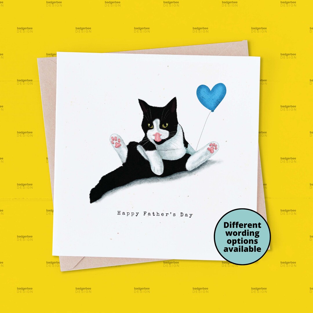 Funny Cat Fathers Day Card, Best Cat Dad Ever Happy Fathers Day Card ...